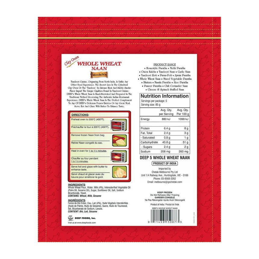 Deep Whole Wheat Naan - Green Earth foods